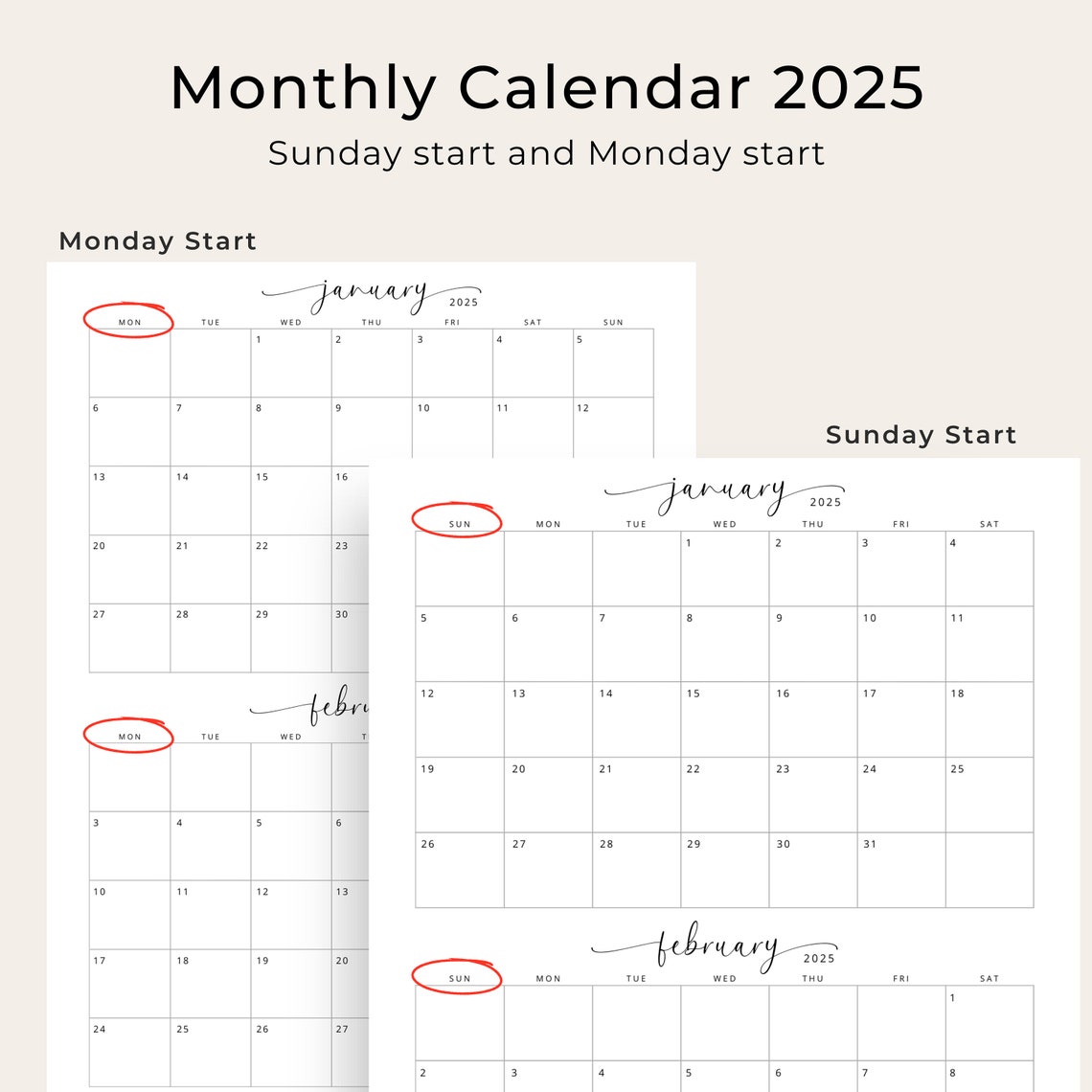 2025 Calendar 2 Months per Page Calendar 2025 Planner Wall Calendar Two ...