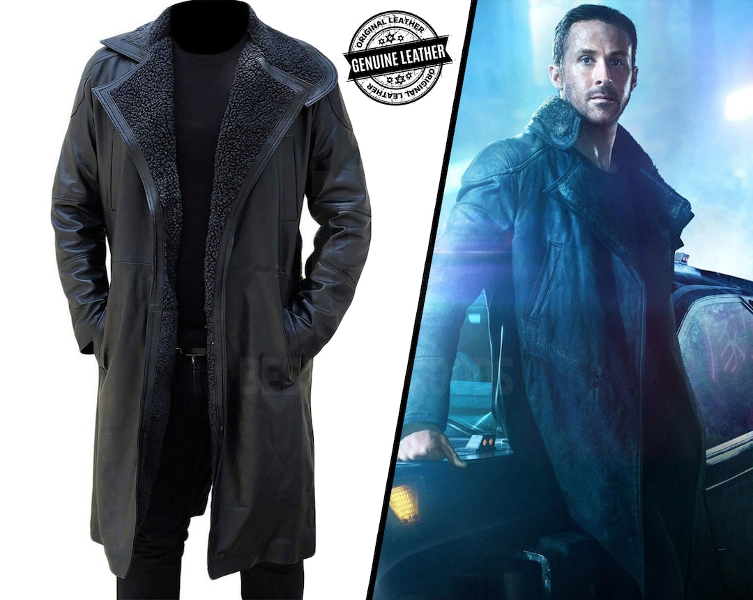 Ryan Gosling Blade Runner 2049 Long Coat Men's Real Leather Black Fur ...