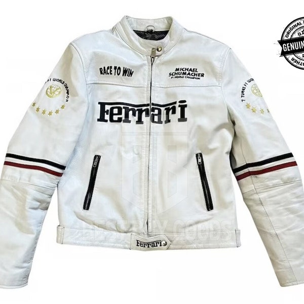 White Leather Jacket - Etsy