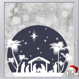 Nativity Window Cling Christmas Decal - Reusable Xmas Window Stickers ...