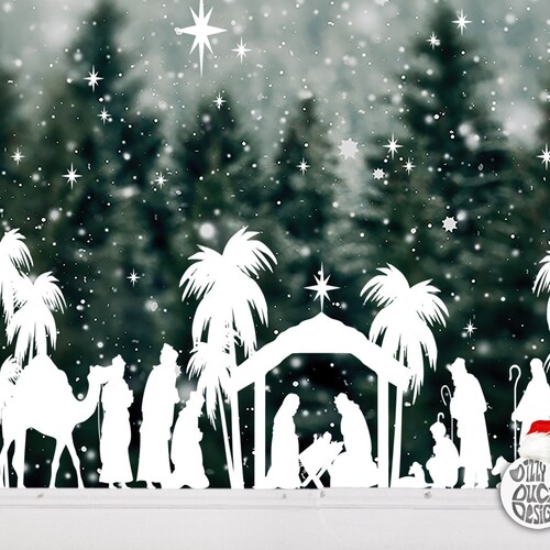 Christmas Nativity Scene Window Sticker Decal Dizzy Duck - Etsy