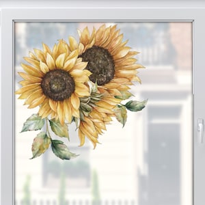 Sunflower Corner Window Decal - Flower Window Cling - Decorative Window ...