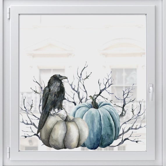 Crow Raven Pumpkin Window Cling Decal Halloween Home Shop - Etsy UK