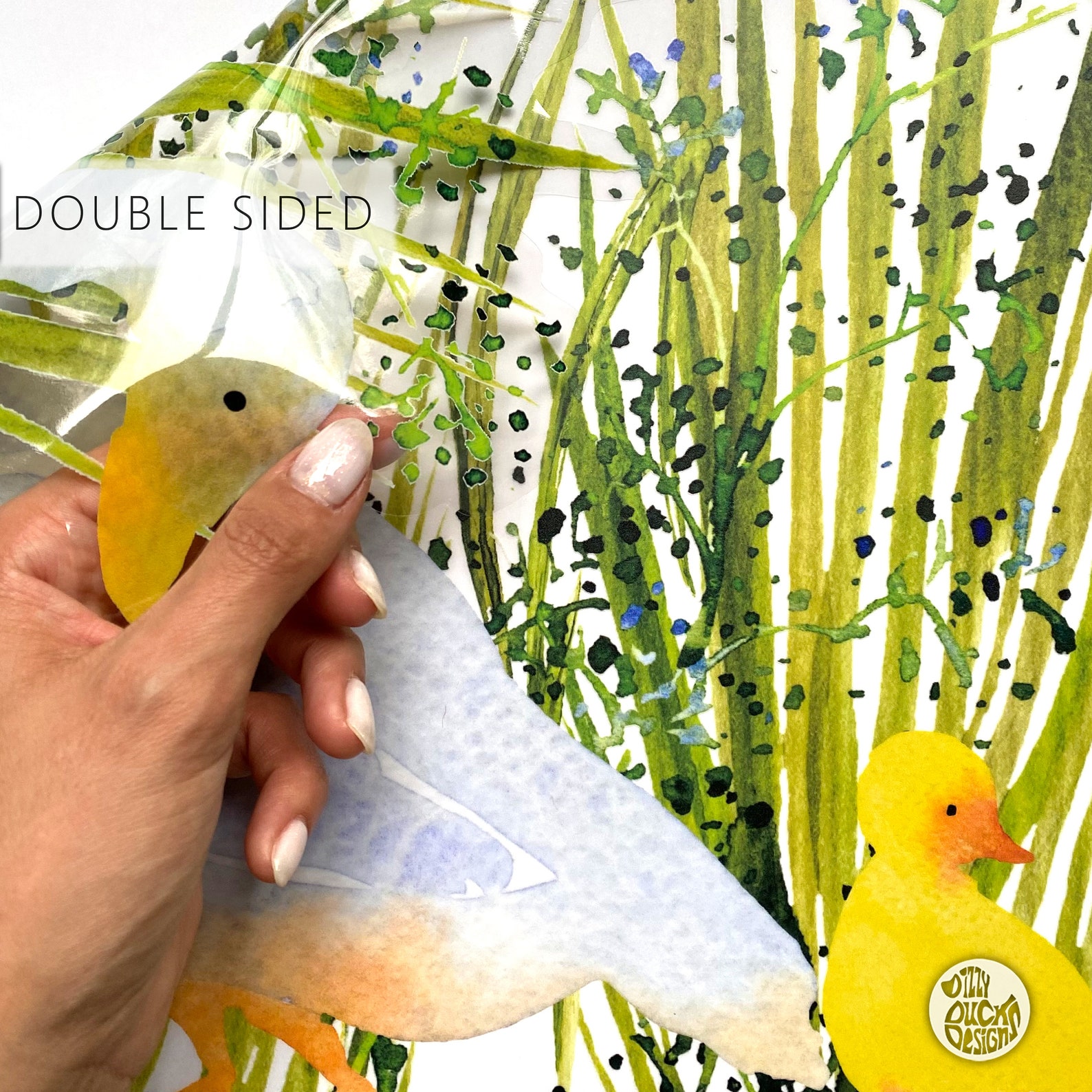 Duck Window Sticker - Mummy Duck and Duckling Green Grass Spring Window ...