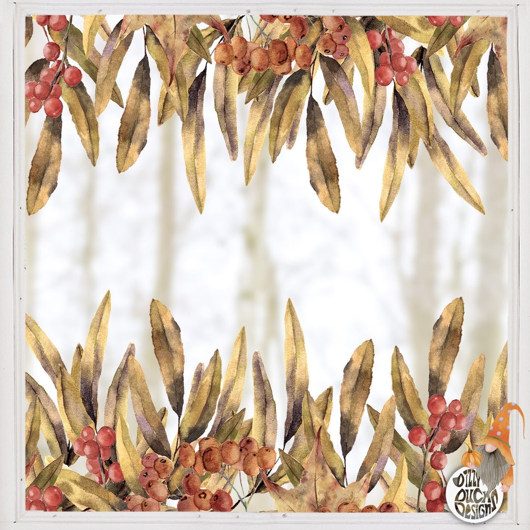 Autumn Window Decal for Fall Decoration - Autumn Leaves Border Window ...