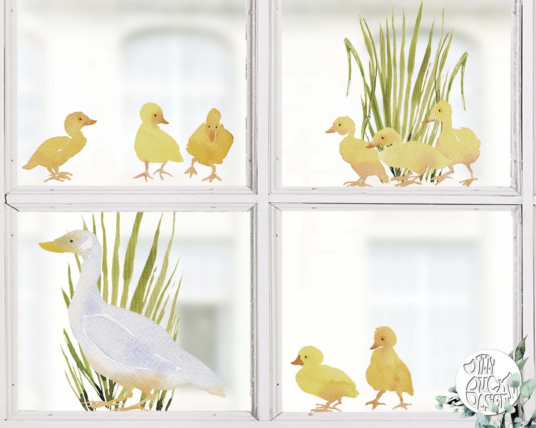 7x Duck Window Stickers - Mummy Duck and Duckling Spring Window Decal ...