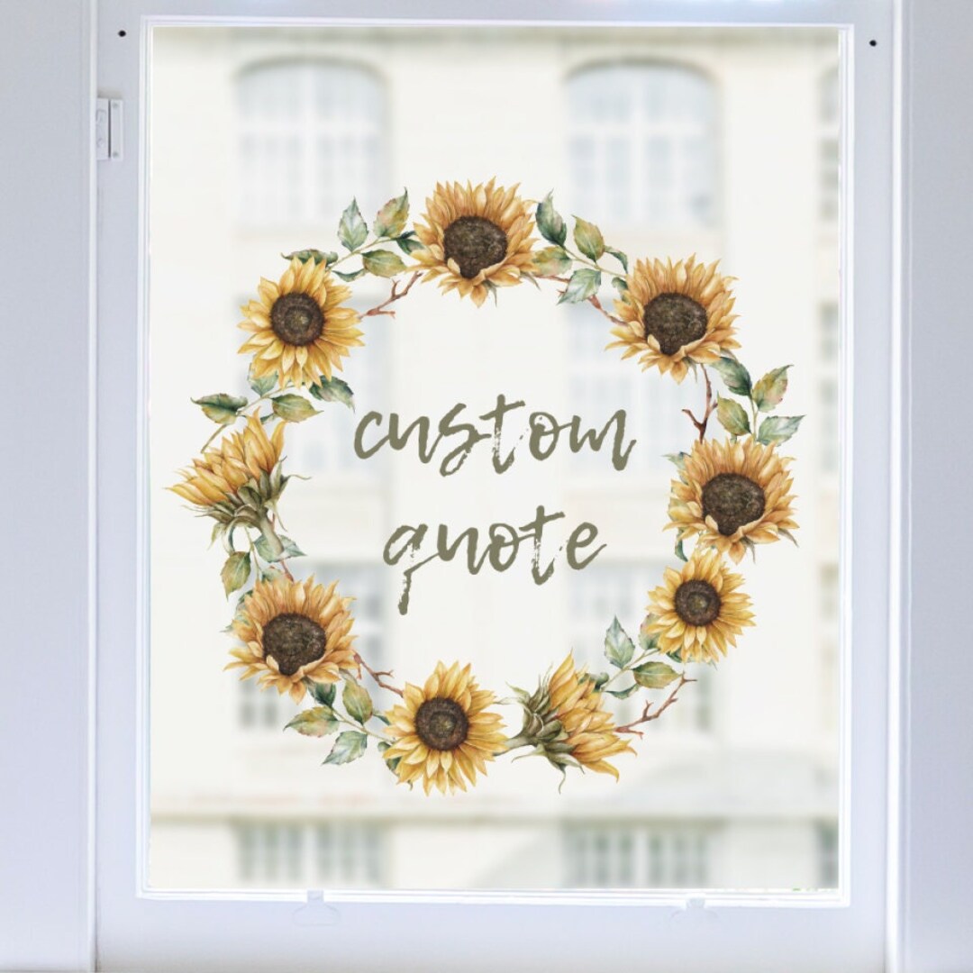 Custom Window Decal Business - Sunflower Window Cling Wreath ...
