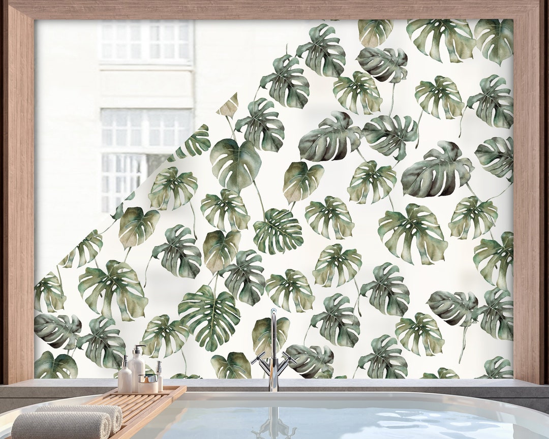 Dizzy Duck Tropical Window Film - Monstera Leaf Patterned Window Film ...