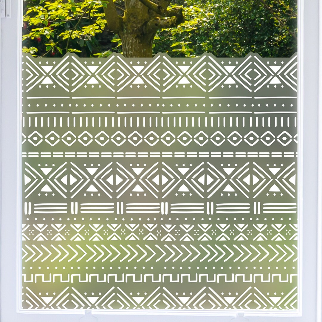 Frosted Decorative Window Privacy Film - Geometric Window Border ...