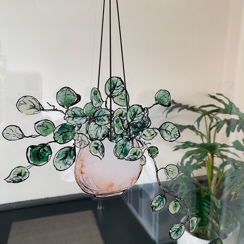 5x Boho Plant Window Sticker Decals - Reusable Dizzy Duck Watercolour ...