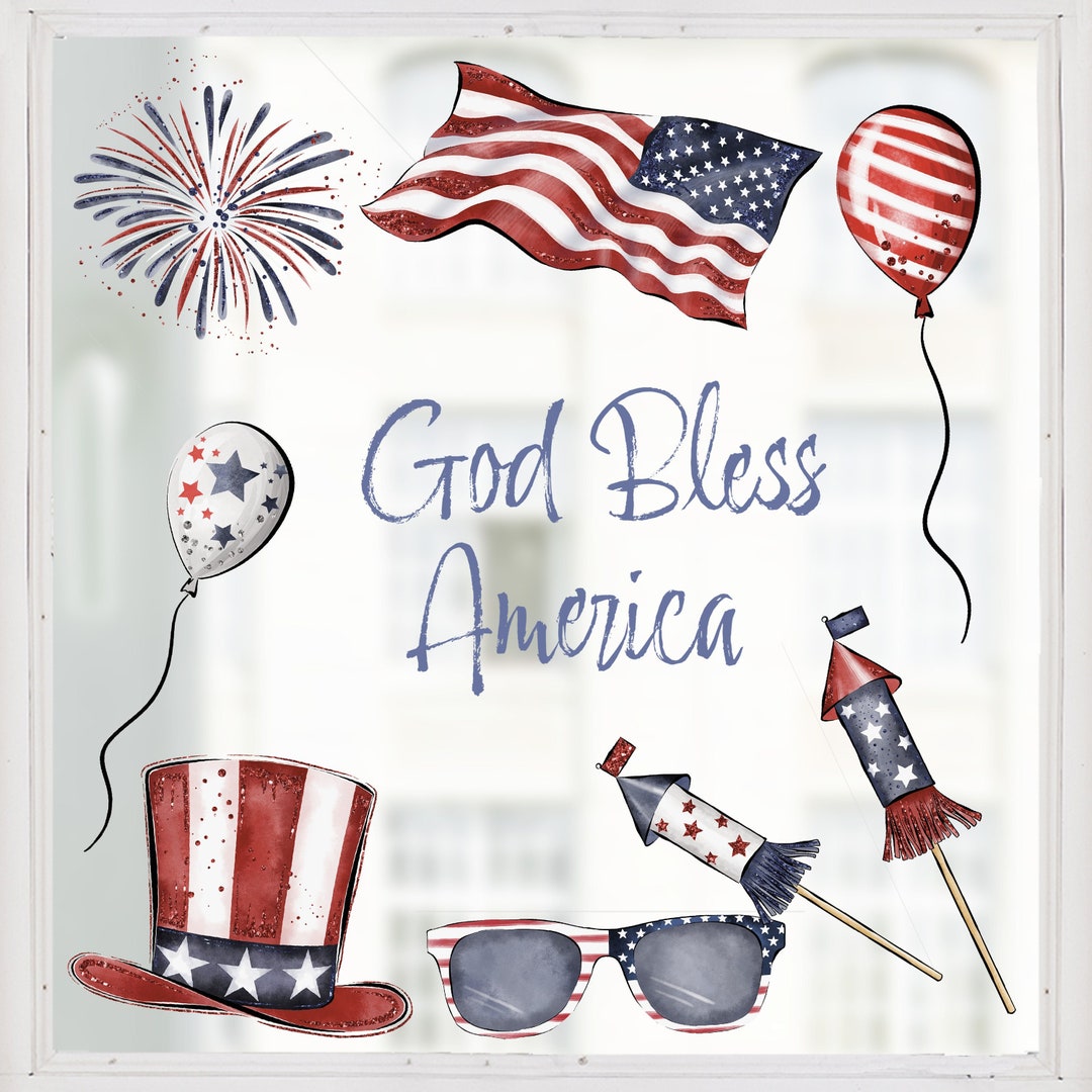 Fourth July Stars and Stipes Window Decal - USA Independence Day ...