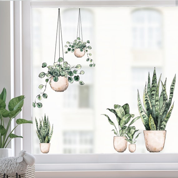 5x Boho Plant Window Sticker Decals Reusable Dizzy Duck | Etsy