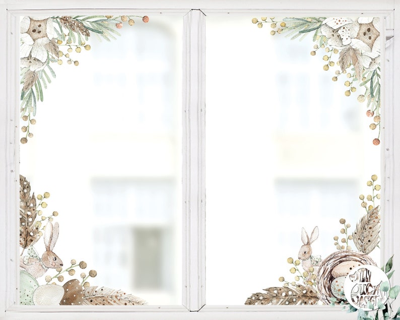 2x Spring Corner Window Clings Decals Reusable Easter Egg - Etsy