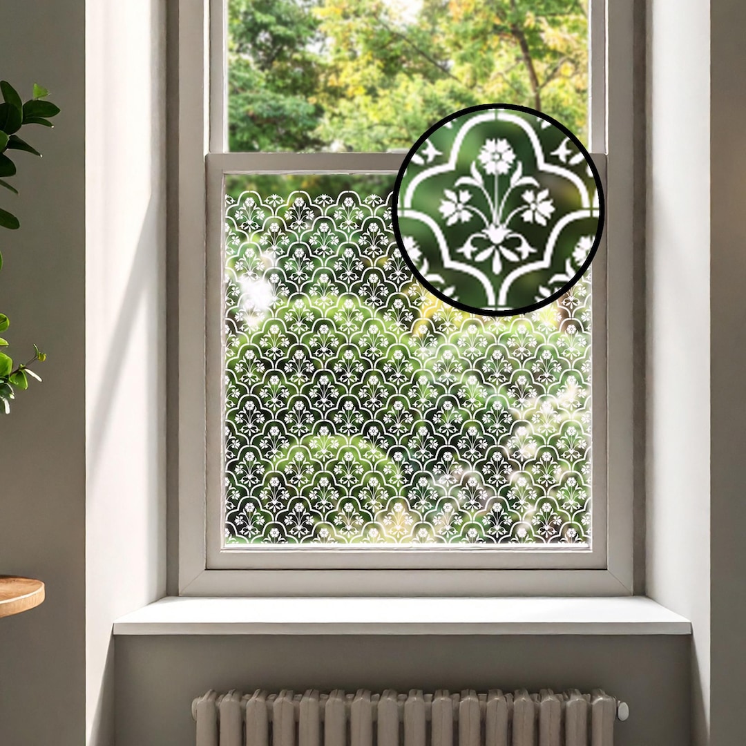 Dizzy Duck Indian Damask Privacy Film Window Decal Border - Non Sticky ...