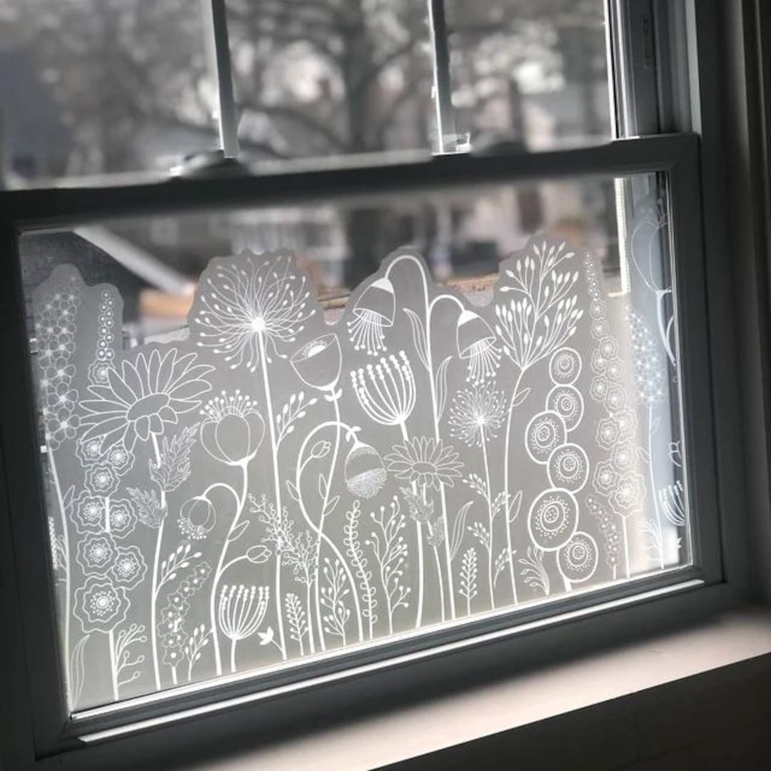 Floral Window Decal by Dizzy Duck - Frosted Privacy Window Film ...