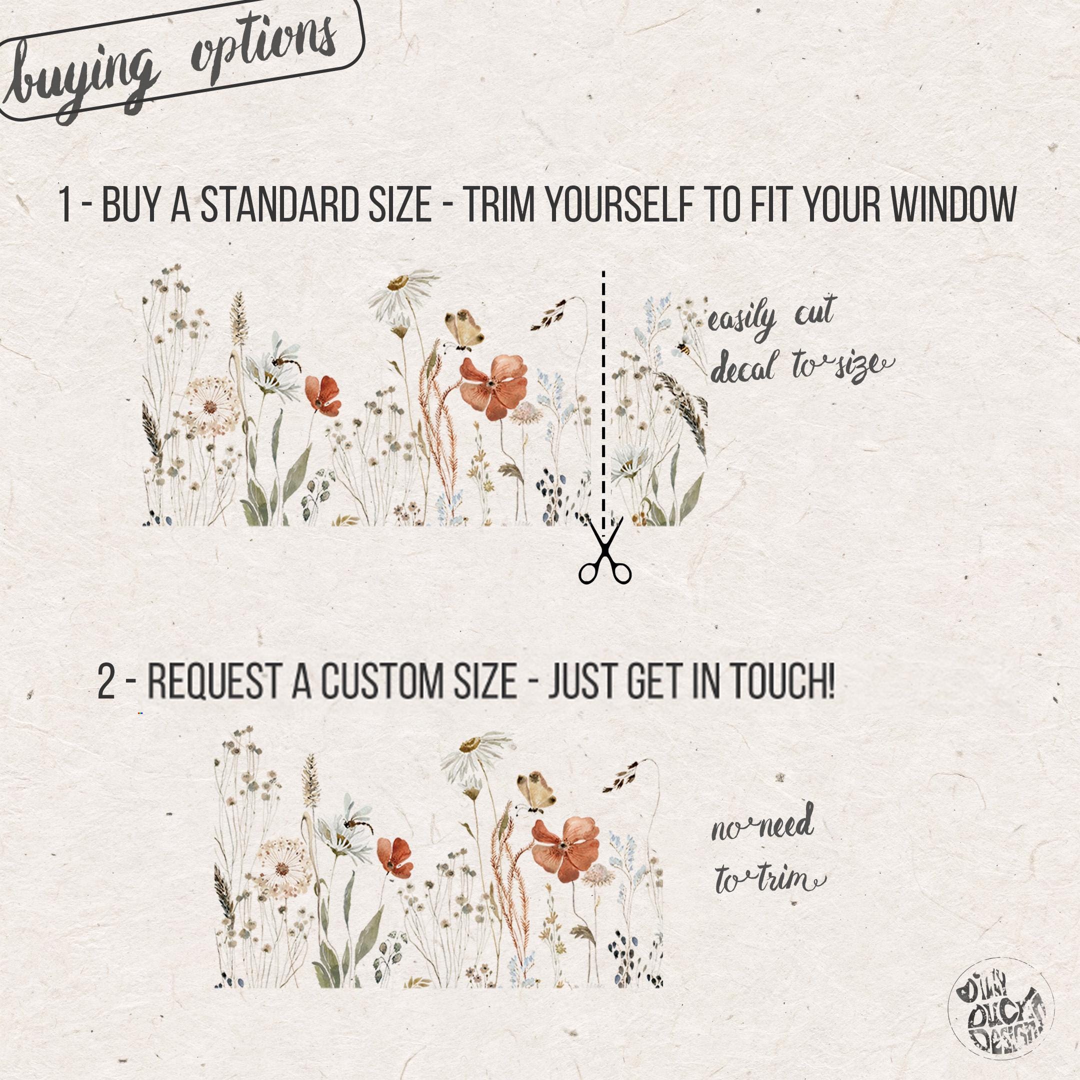 Wild Flower Frosted Window Decal - Meadow Floral Window Border Stickers ...