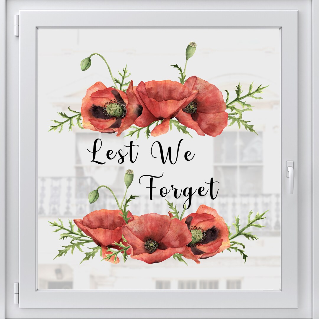 Lest We Forget Remembrance Day Poppy Watercolour Window Sticker by ...