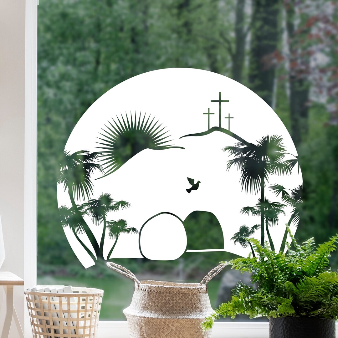 Empty Tomb Easter Window Decal - Resurrection Scene Religious Window ...