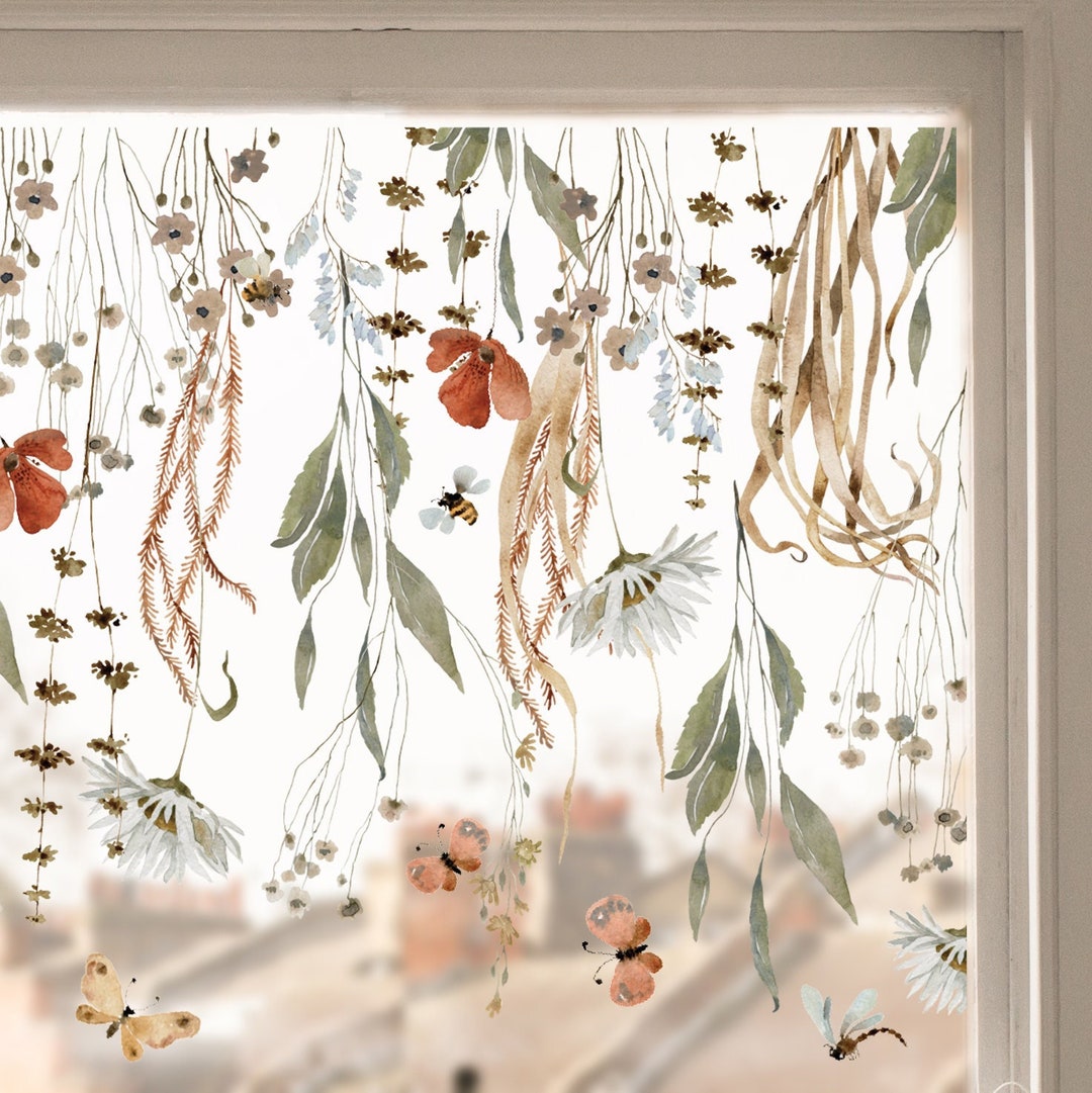 Static Cling Window Film - Wild Flower Decorative Window Privacy ...