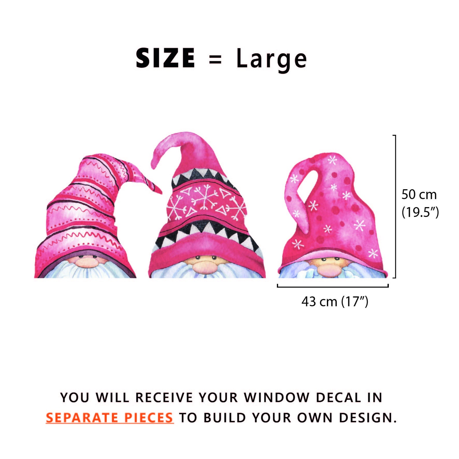 3 Christmas Gnome Window Cling Decal Red Peeping Gonk - Etsy