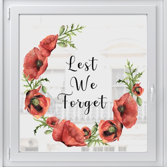 Lest We Forget Remembrance Day Poppy Wreath Window Decal - Etsy Australia