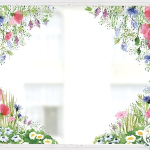 2x Spring Meadow Corner Window Decals - Reusable Floral Easter Window ...