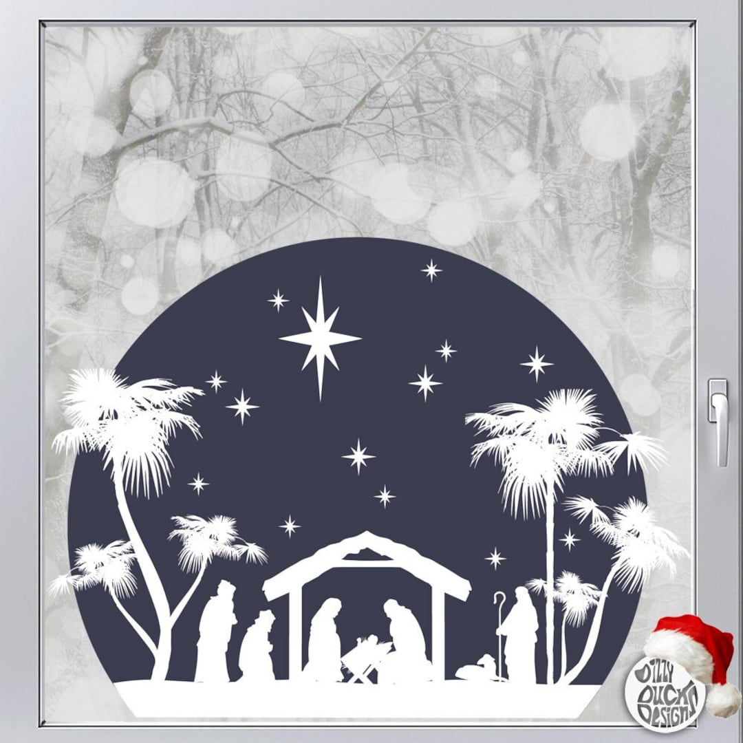 Nativity Window Cling Christmas Decal - Reusable Xmas Window Stickers ...