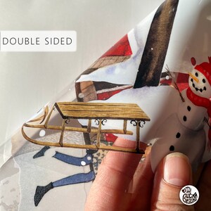 Winter Window Decal - Cabins in Snowy Forest Village Scene Window ...