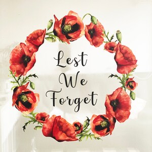 Lest We Forget Remembrance Day Poppy Wreath Window Sticker Decal by ...