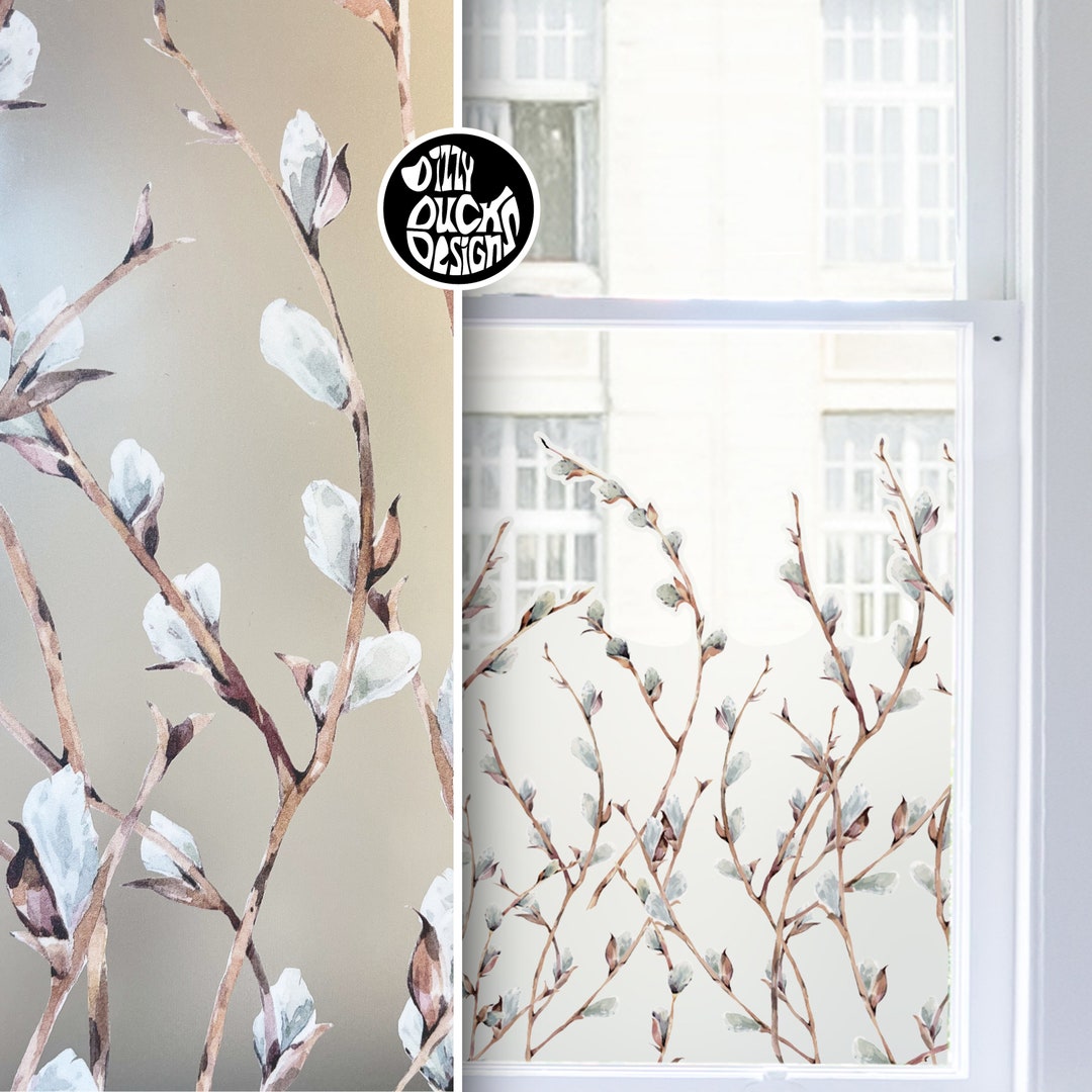 Frosted Privacy Window Film Cling Border - Willow Branches Spring ...