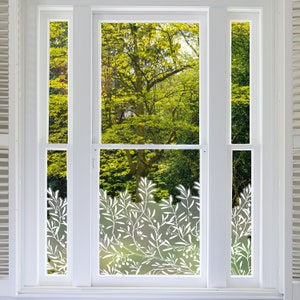 Privacy Frosted Window Film - Decorative Patterned Leaf Leaves Window ...