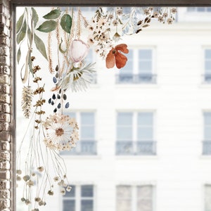 2x Wild Flower Window Decal Corners - Reusable Double Sided Floral ...