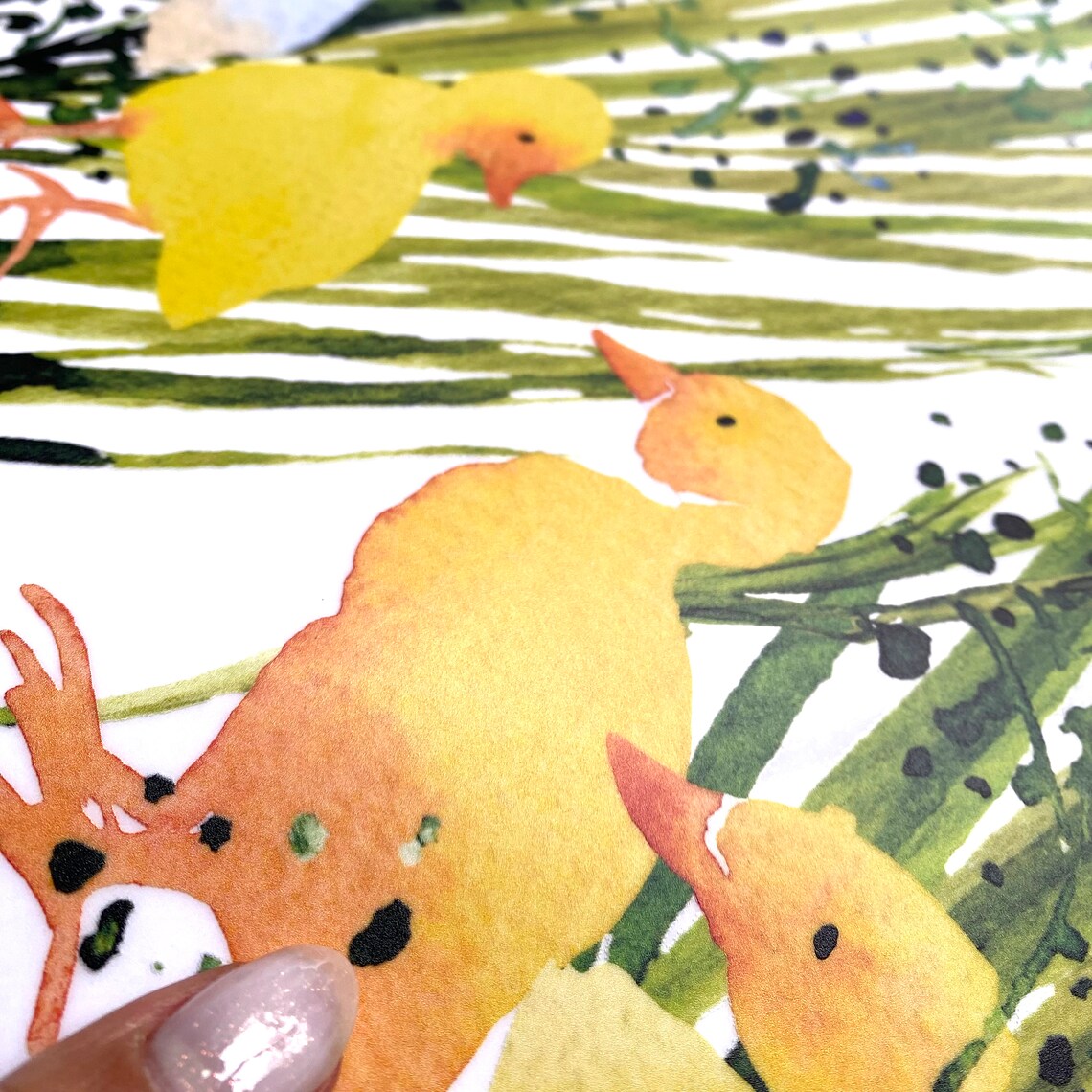 Duck Window Sticker - Mummy Duck and Duckling Green Grass Spring Window ...