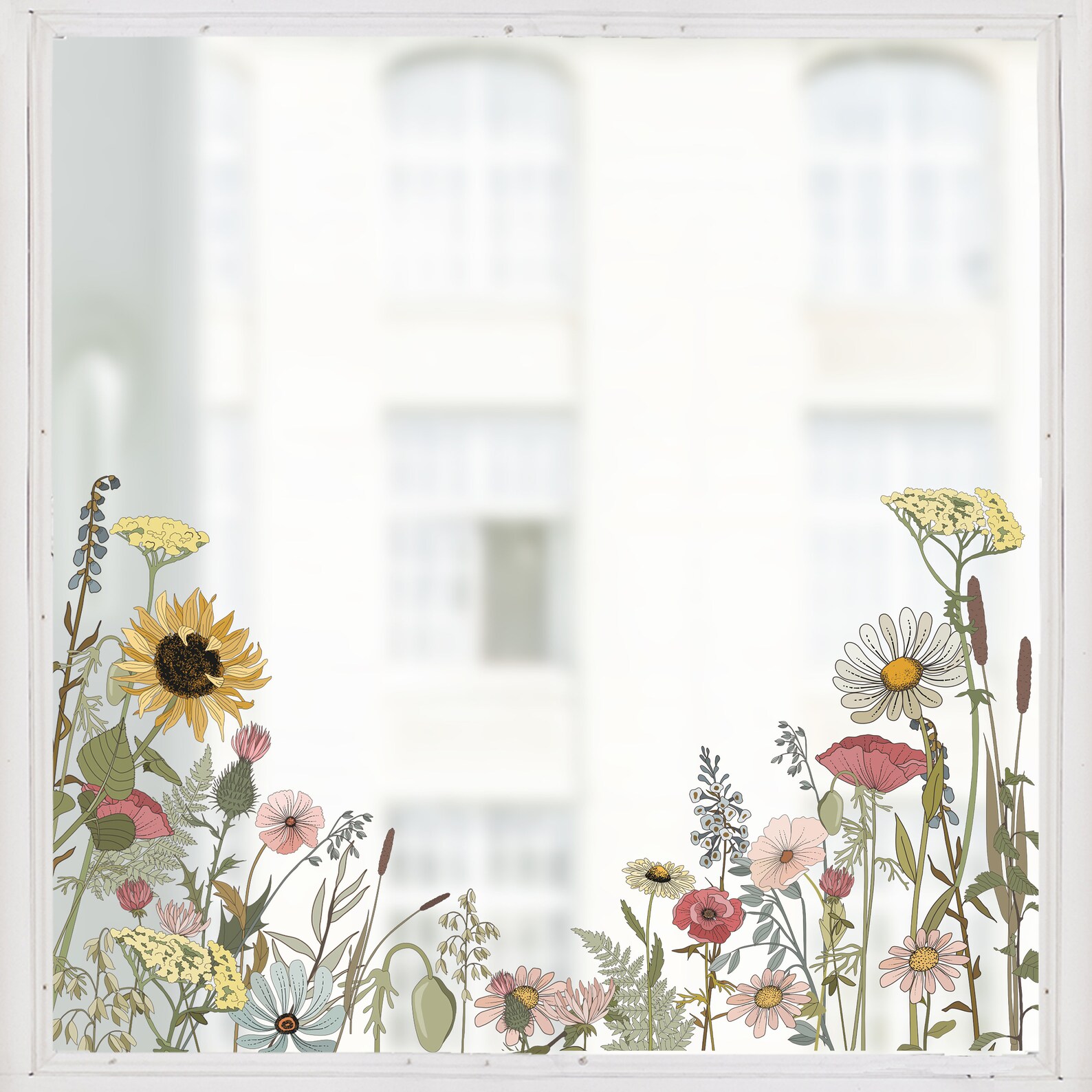 2x Retro Flower Window Cling Corners - Summer Floral Decorative Window ...