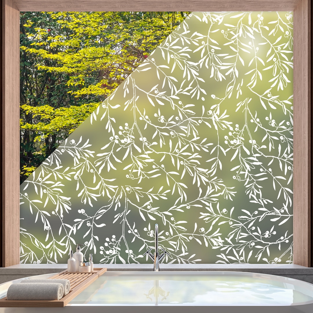 Privacy Frosted Window Film - Decorative Patterned Leaf Leaves Window ...