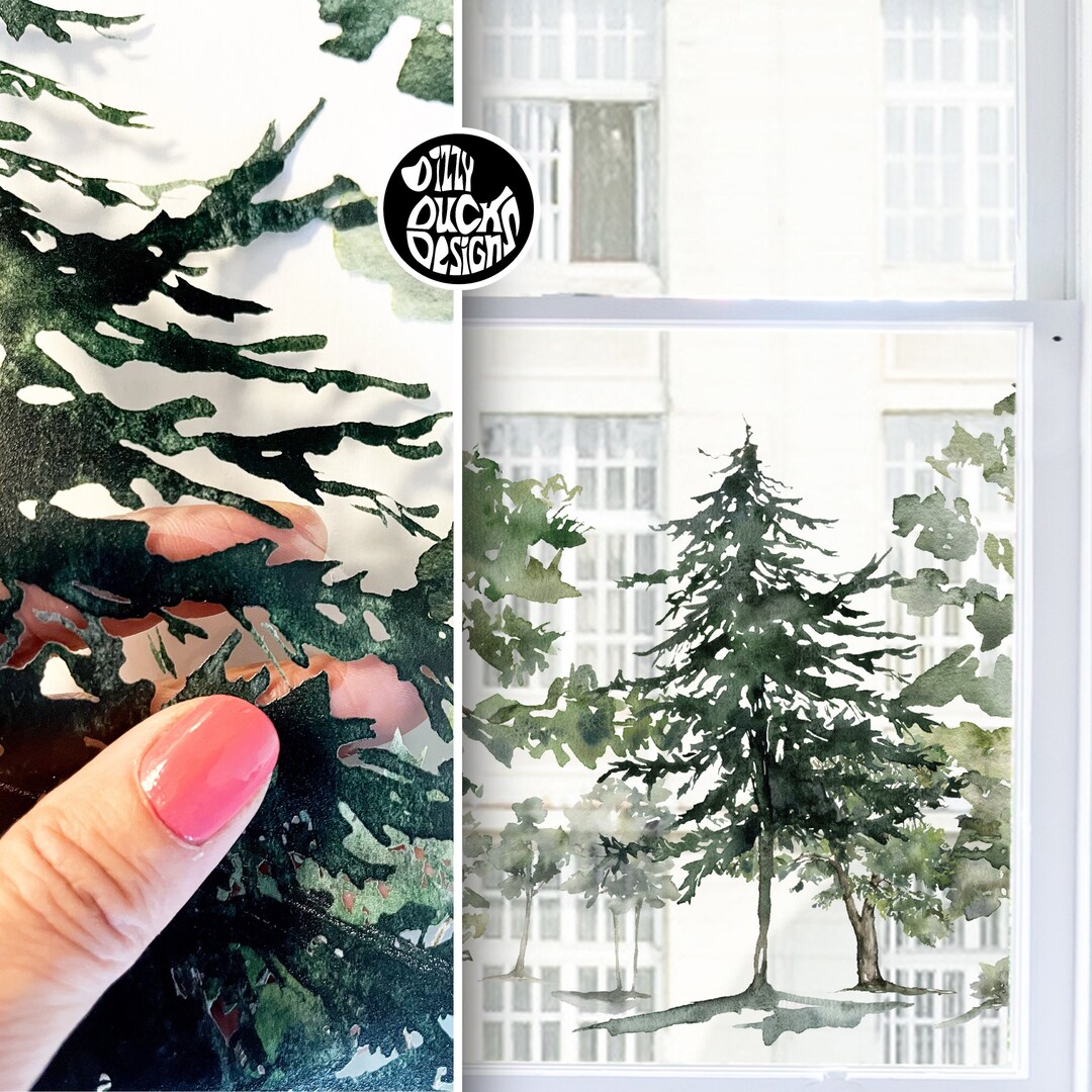 Forest Window Film Border - Green Trees Window Cling Vinyl Sticker ...