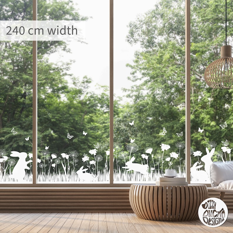 Easter Bunny Window Sticker Rabbit Meadow Grass Spring - Etsy UK