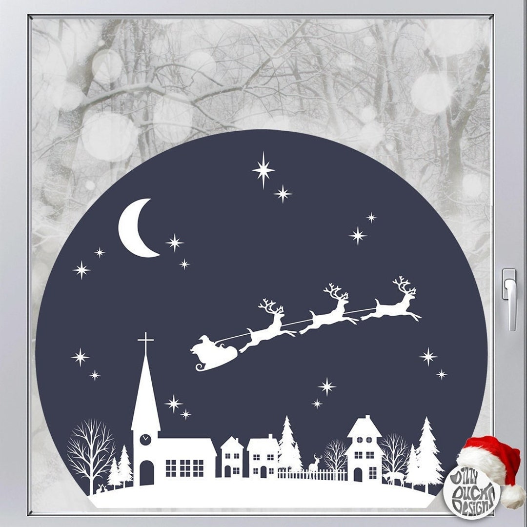 Christmas Village Window Sticker - Winter Village Dizzy Duck Designs ...