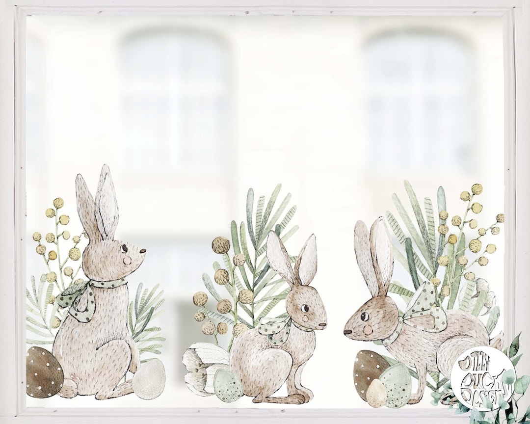 3x Easter Rabbit Window Clings - Easter Egg Window Decals for Spring ...