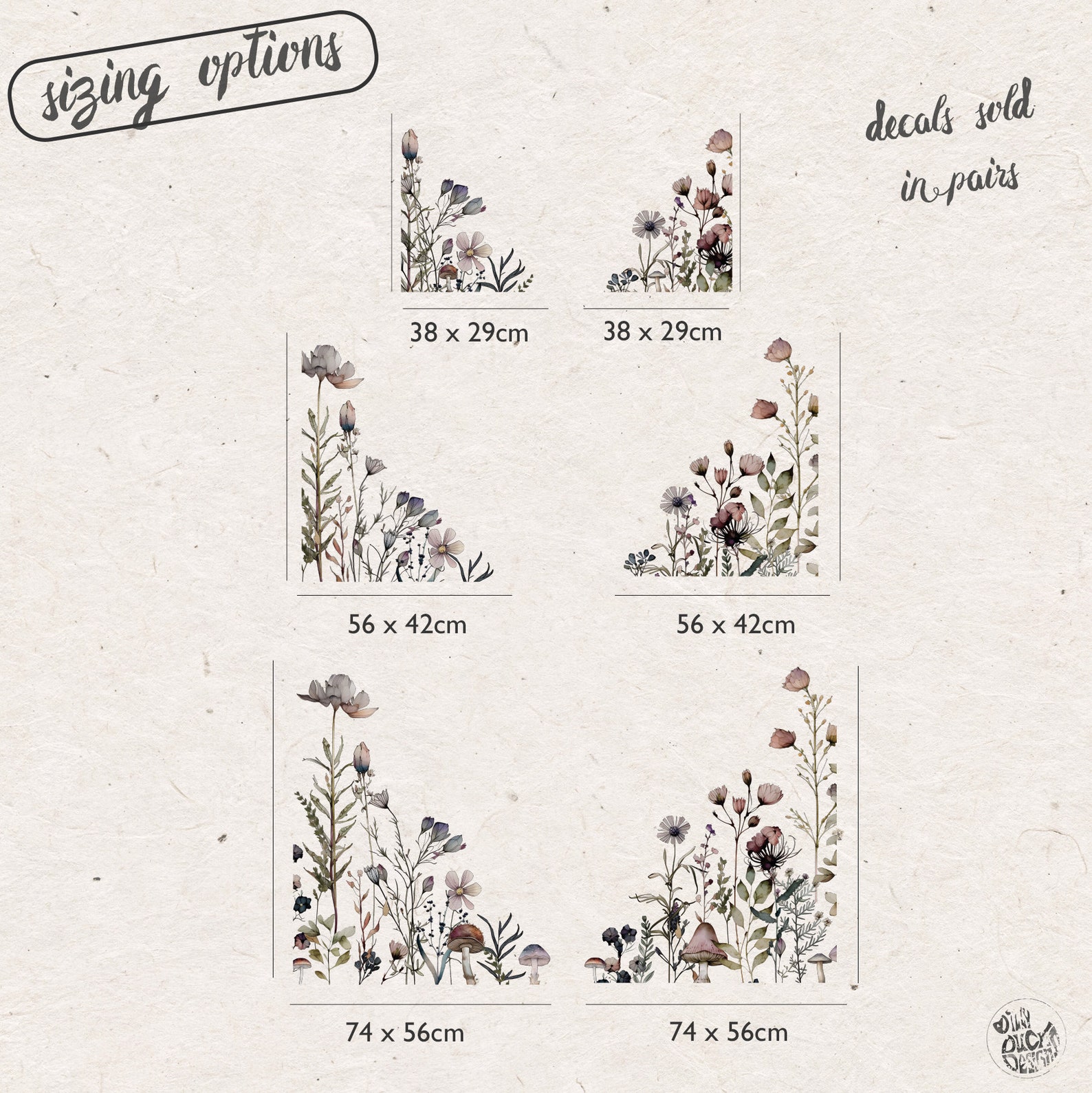 2x Floral Window Decal Corners Wild Flower Meadow Window Stickers ...