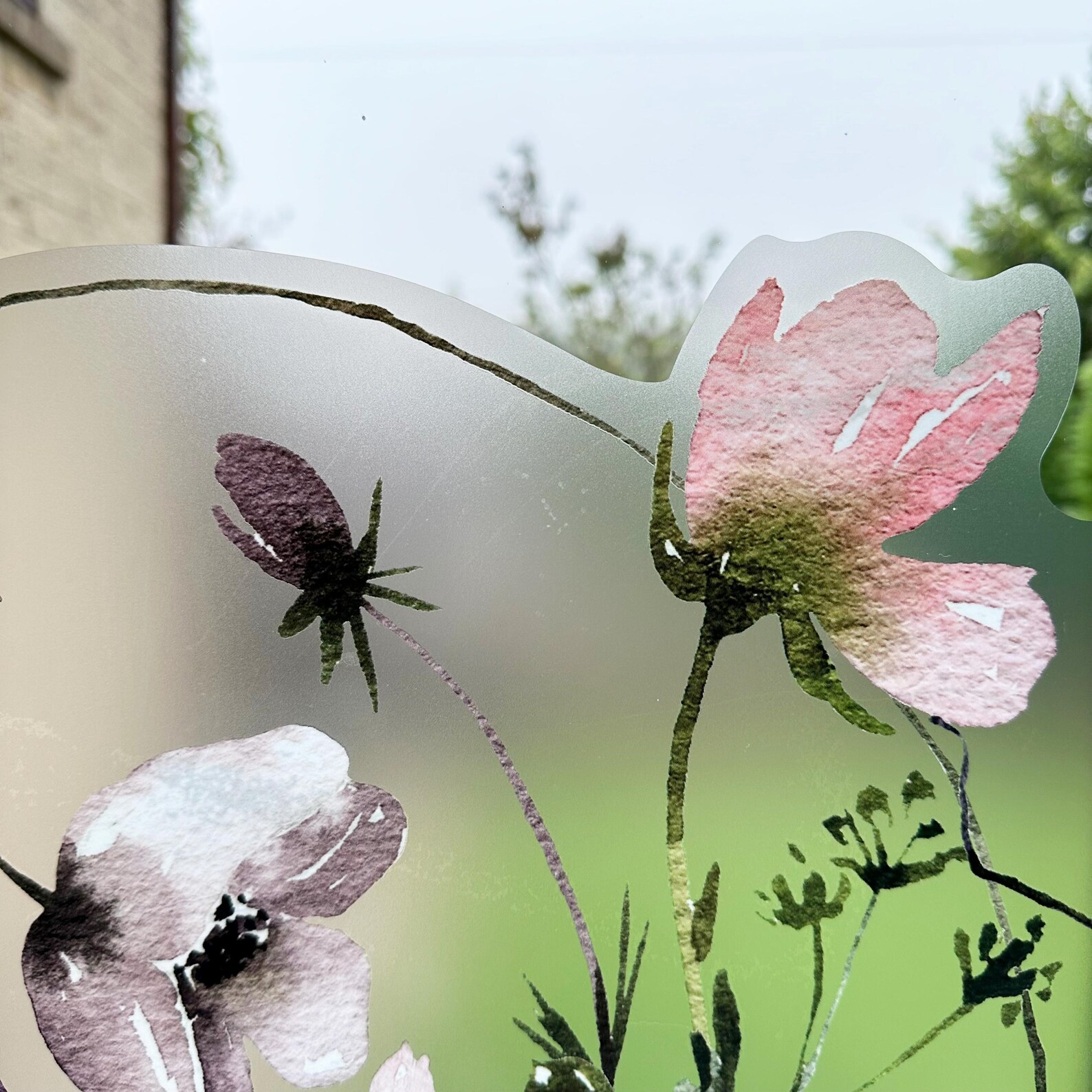 Dizzy Duck Pink Summer Flowers Privacy Film Window Cling Border Decal ...