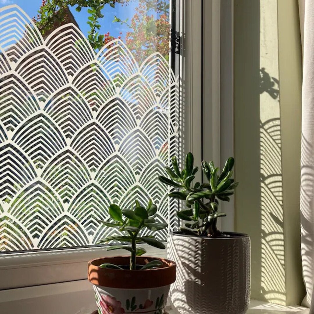 Art Deco Privacy Film Window Border Chaplin Clear Window Privacy ...