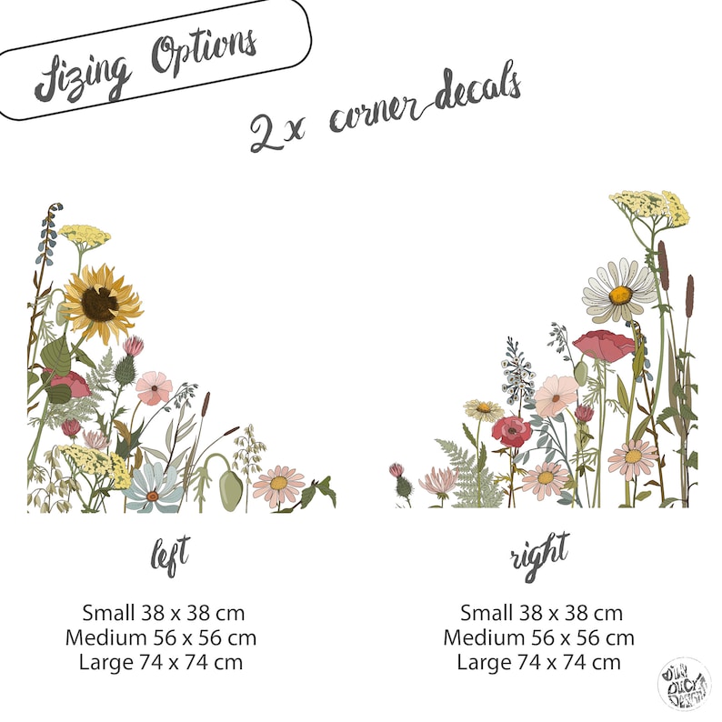 2x Retro Flower Window Cling Corners - Summer Floral Decorative Window ...