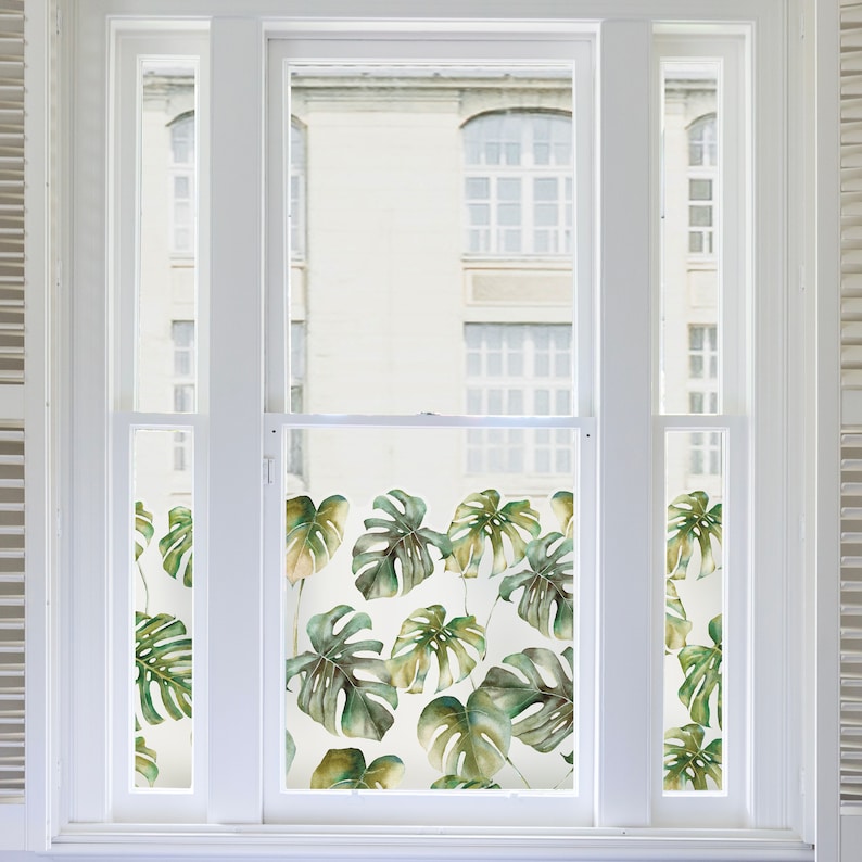 Dizzy Duck Tropical Window Film Monstera Leaves Frosted - Etsy
