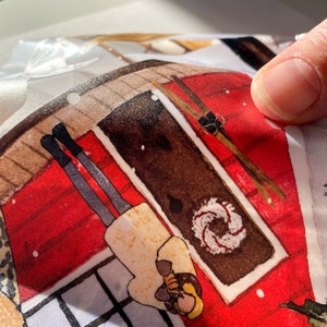 Winter Window Decal - Cabins in Snowy Forest Village Scene Window ...