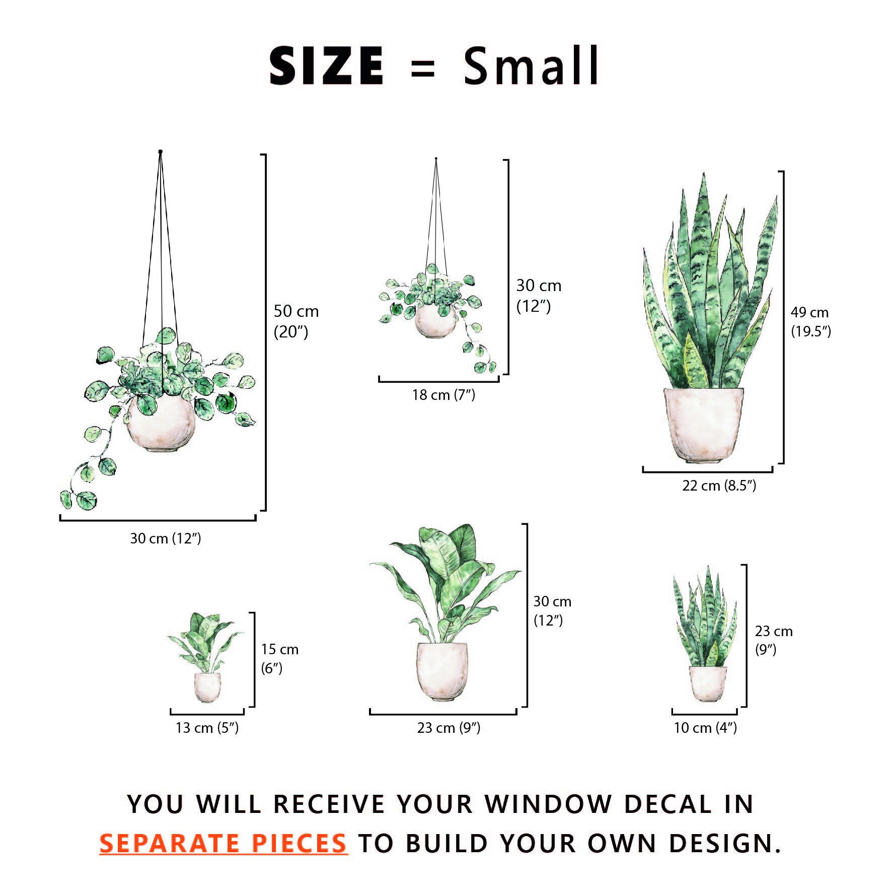 5x Boho Plant Window Sticker Decals - Reusable Dizzy Duck Watercolour ...