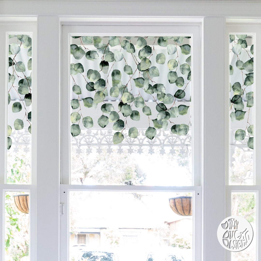 Eucalyptus Plant Window Decal Leaves Border Plant Window Sticker Dizzy ...