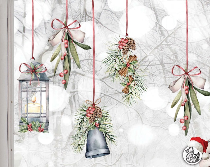Dizzy Duck Christmas Window Decals - Reusable Vintage Christmas Bauble ...