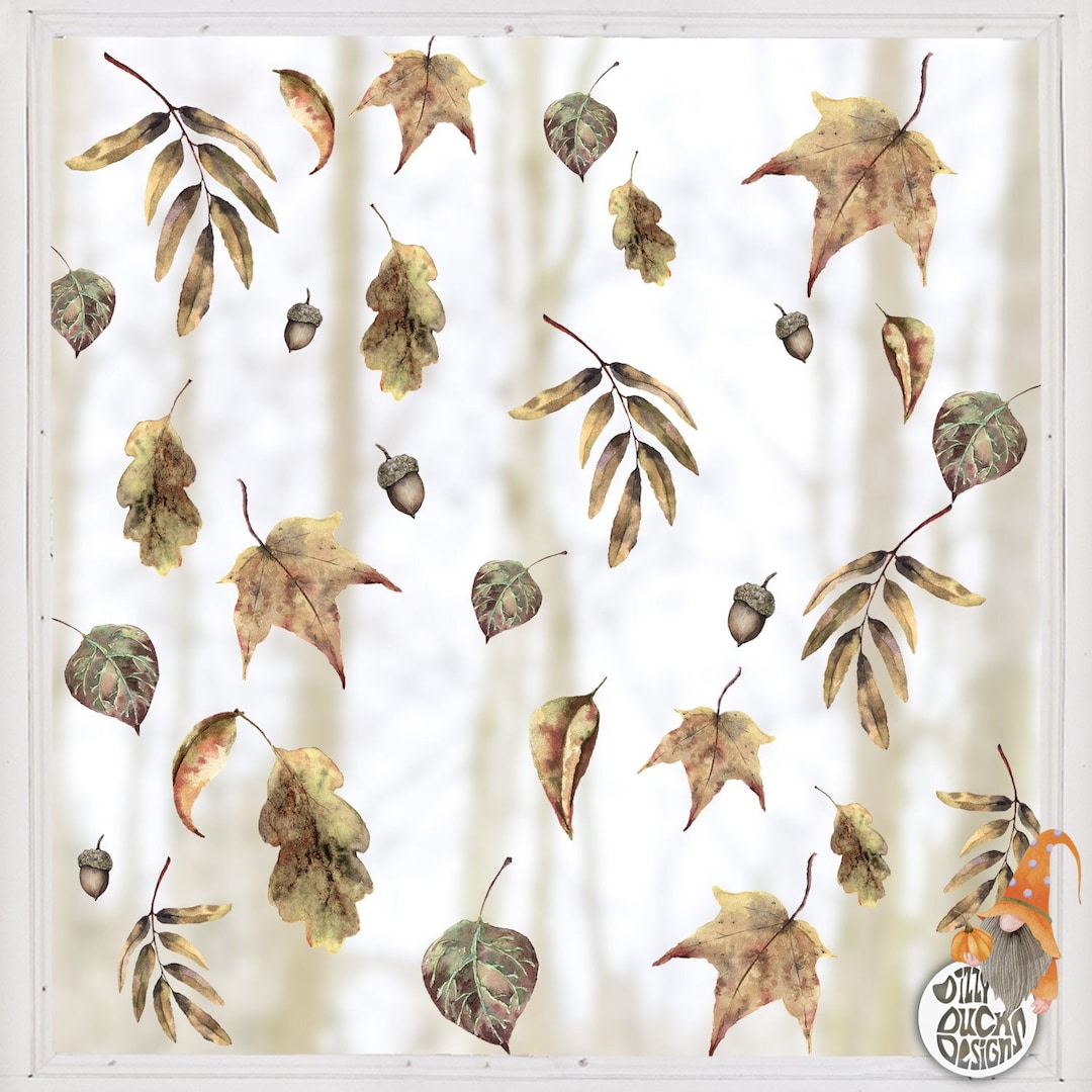 Autumn Leaves Window Sticker Set - Seasonal Fall Home Shop Window ...