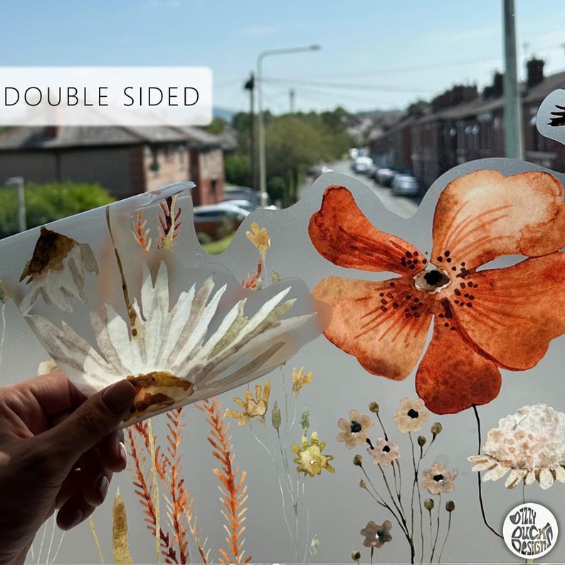 Dizzy Duck Wild Flower Frosted Window Decal Privacy Film Border - Easy ...